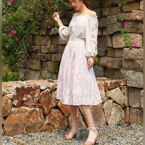 Skirts | Japanese Kawaii Gyaru Balletcore Formal Office Floral Lilac ...